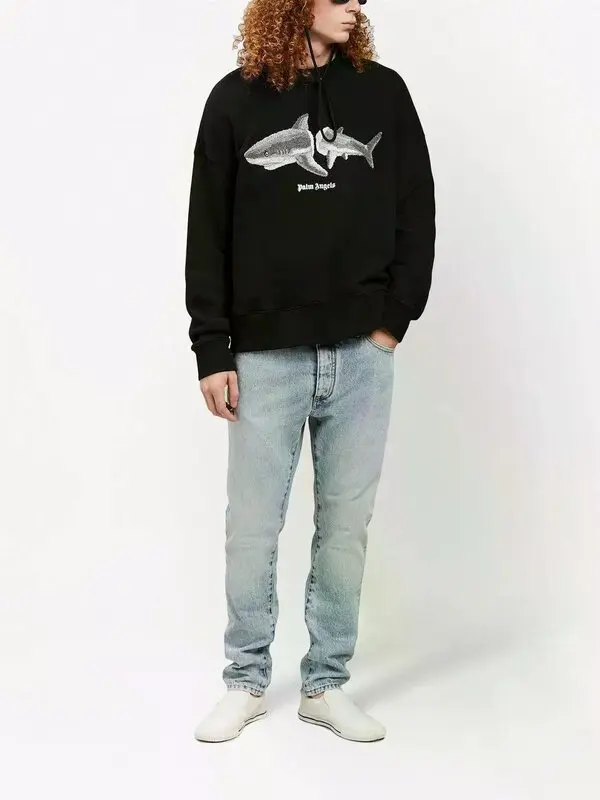 Palm Angels Logo-print Faded Jeans