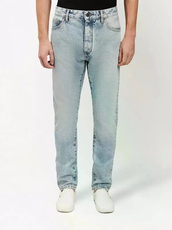 Palm Angels Logo-print Faded Jeans