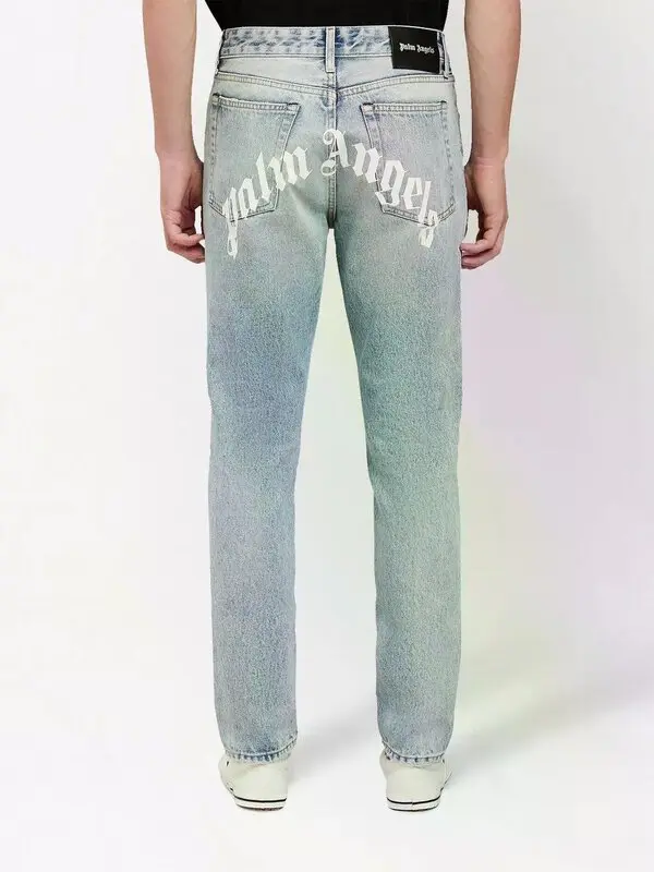 Palm Angels Logo-print Faded Jeans