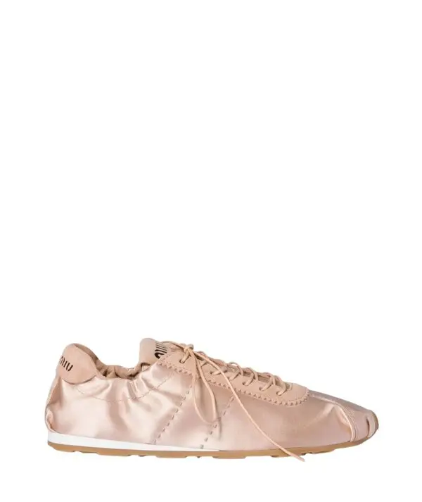 Miu Miu Plume Satin Sneakers - Powder Pink
