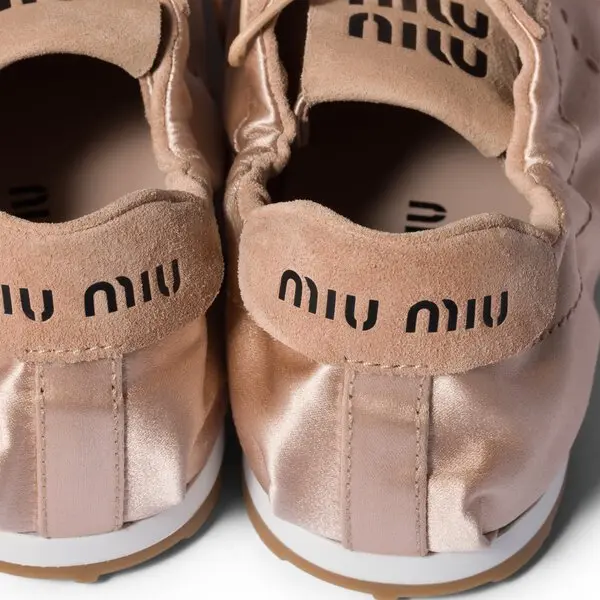 Miu Miu Plume Satin Sneakers - Powder Pink