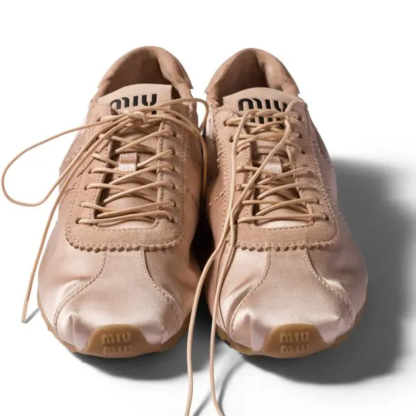 Miu Miu Plume Satin Sneakers - Powder Pink