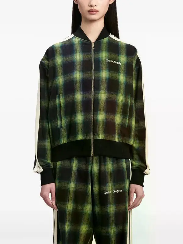 Palm Angels Logo-embroidered Plaid Bomber Jacket