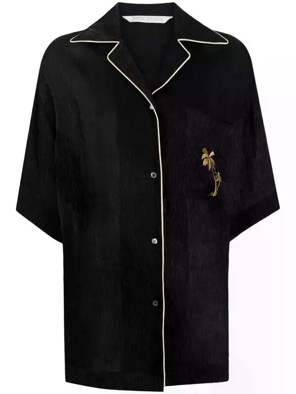 Palm Angels Logo-embroidered Shirt - Black
