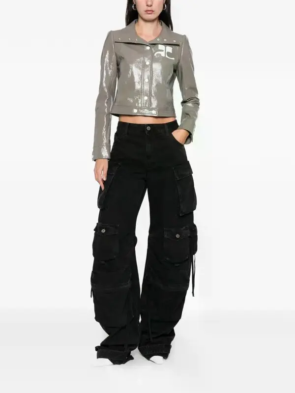 COURREGES Vinyl Cropped Jacket - Brown
