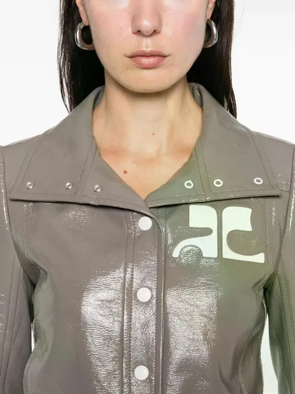 COURREGES Vinyl Cropped Jacket - Brown