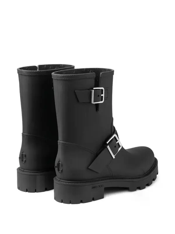 JIMMY CHOO Biker Rain Buckle-strap Boots - Black