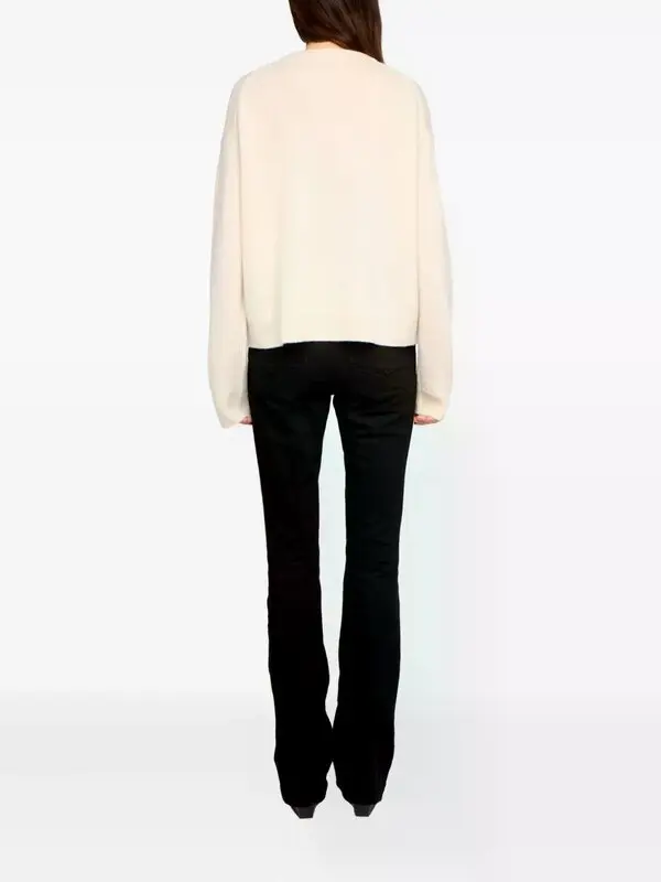 Zadig&Voltaire Markuz Cashmere Sweater With Embellished Heart Detail - Neutrals