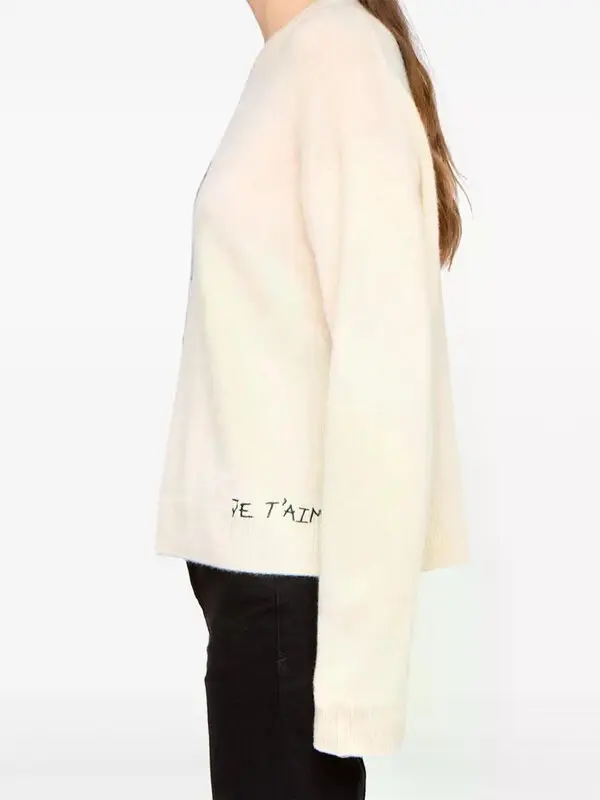 Zadig&Voltaire Markuz Cashmere Sweater With Embellished Heart Detail - Neutrals