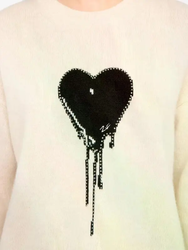 Zadig&Voltaire Markuz Cashmere Sweater With Embellished Heart Detail - Neutrals