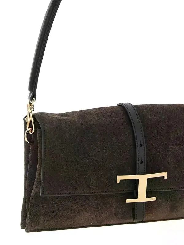 TOD'S T Timeless Suede Shoulder Bag