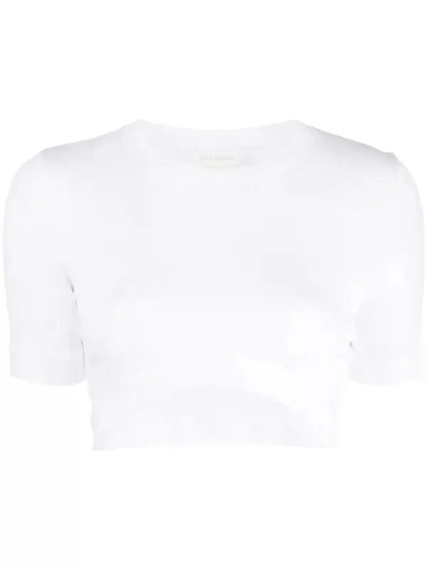 Palm Angels Logo Patch Cropped T-shirt - White