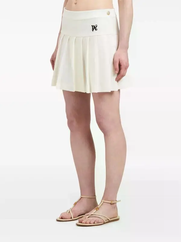 Palm Angels Monogram-embroidered Pleated Miniskirt