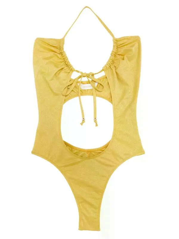 Palm Angels Glittered Cut-out Swimsuit - Yellow