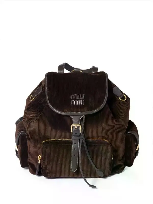 Miu Miu Corduroy Backpack - Brown