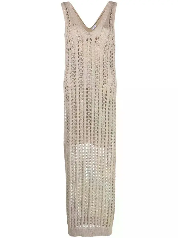 Brunello Cucinelli Dazzling Net-knit Maxi Dress