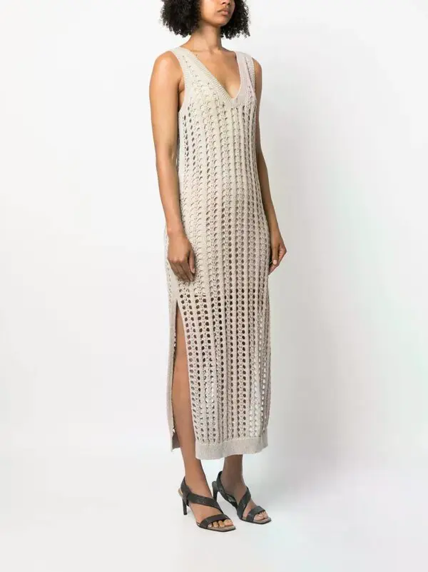 Brunello Cucinelli Dazzling Net-knit Maxi Dress