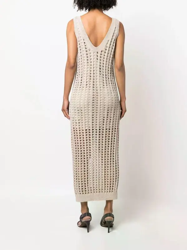 Brunello Cucinelli Dazzling Net-knit Maxi Dress