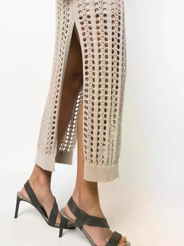Brunello Cucinelli Dazzling Net-knit Maxi Dress