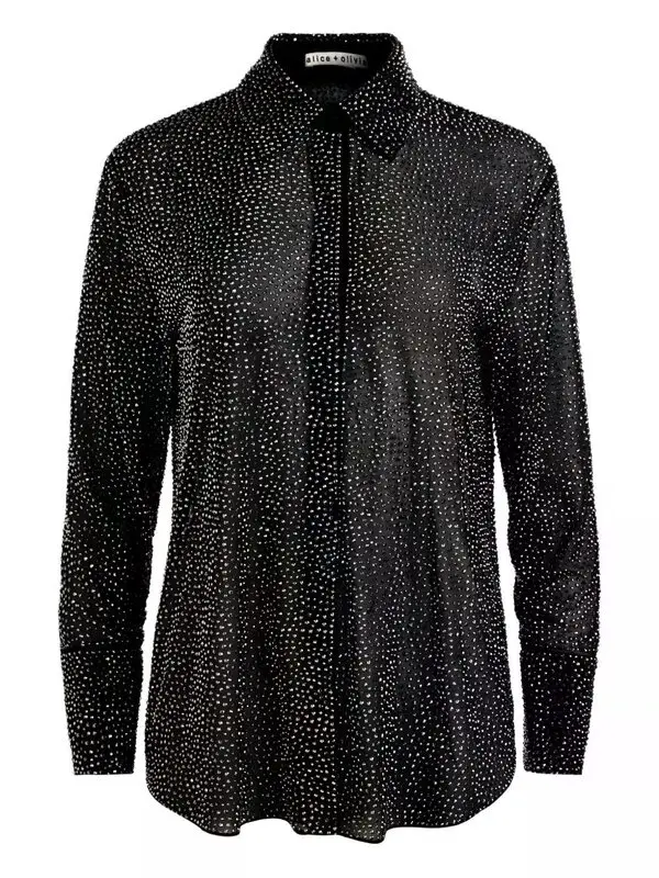Alice + Olivia Crystals-embellished Button-down Shirt
