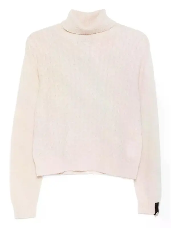 Iceberg Beige Ribbed Trim Turtleneck Sweater - Neutrals