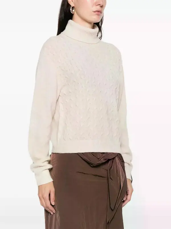 Iceberg Beige Ribbed Trim Turtleneck Sweater - Neutrals