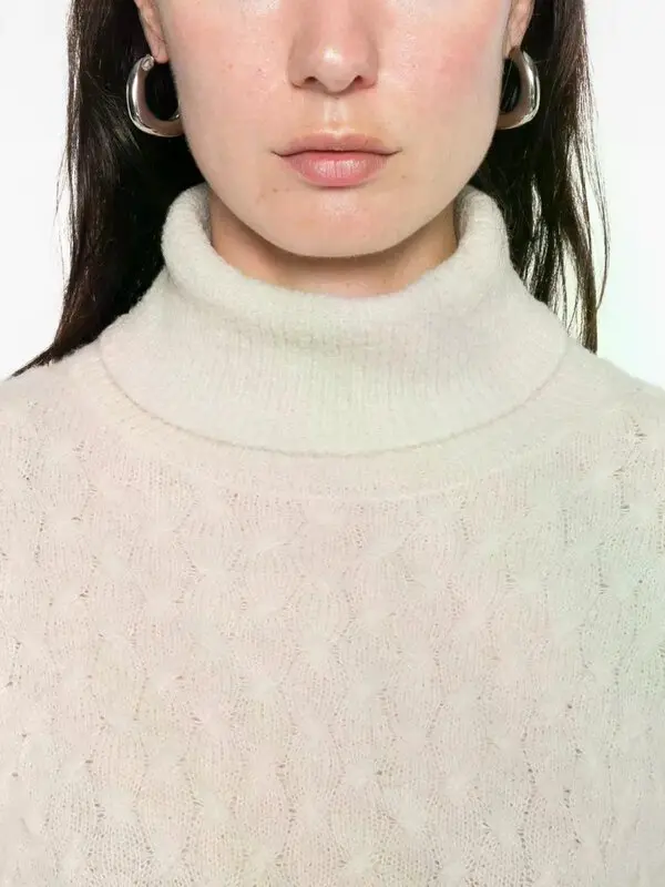 Iceberg Beige Ribbed Trim Turtleneck Sweater - Neutrals