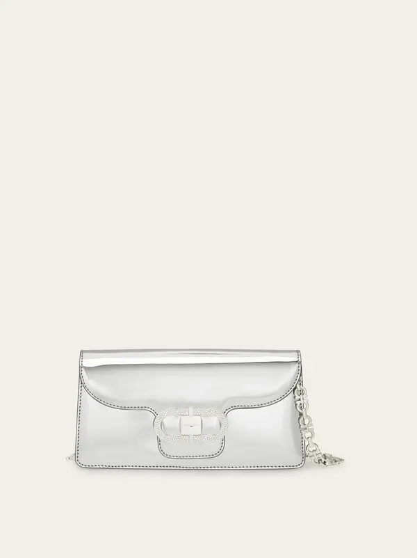 FERRAGAMO Mini Bag With Double Gancini Chain - Silver