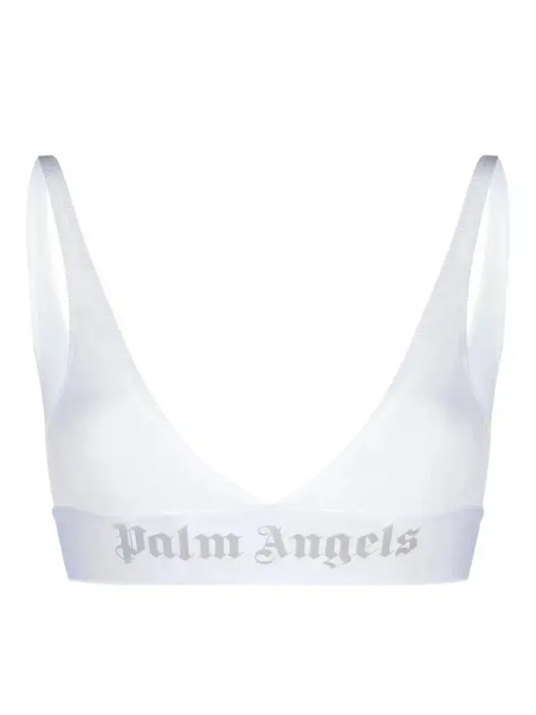 Palm Angels Logo-trim Triangle Bra - White