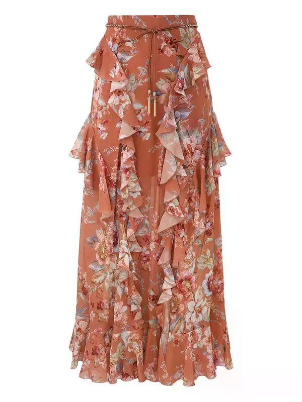 Zimmermann Ruffled Maxi Skirt - Brown