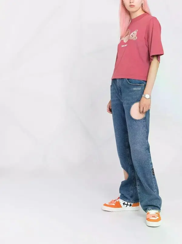 Palm Angels Bear-print Cropped T-shirt