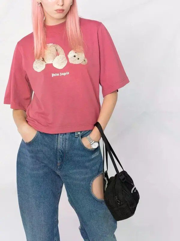 Palm Angels Bear-print Cropped T-shirt