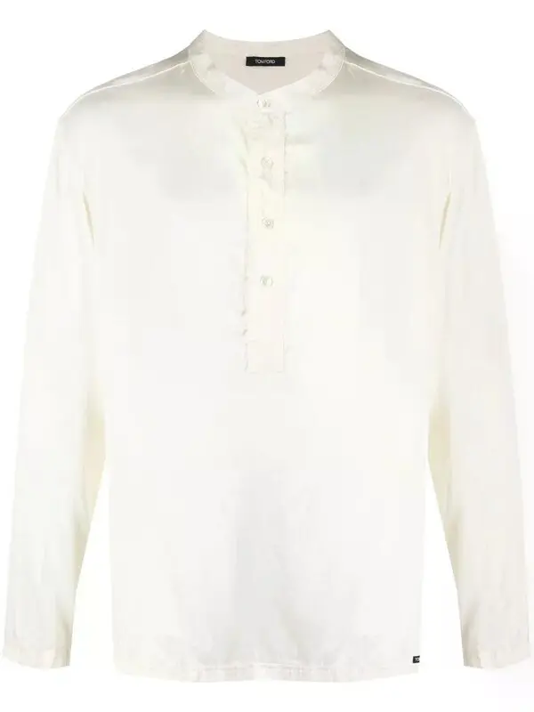 TOM FORD Button-placket Satin Shirt - Neutrals