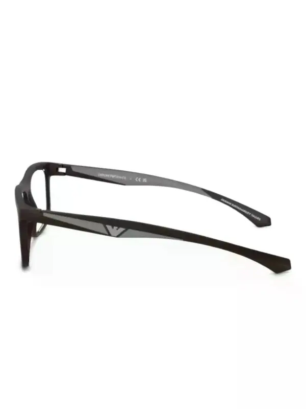 Emporio Armani Rectangle-frame Logo Glasses - Brown