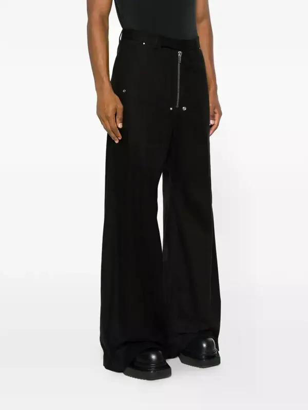 Rick Owens Zip Cotton Trousers - Black