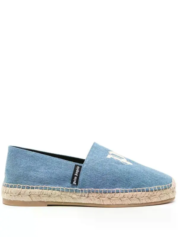 Palm Angels Logo-embroidered Denim Espadrilles