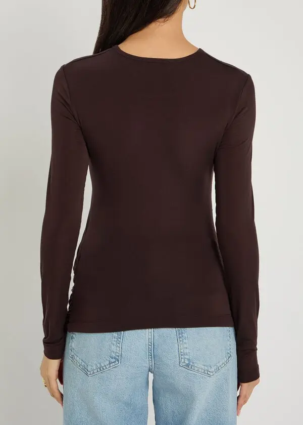 AGOLDE Eve Draped Jersey Top - Brown
