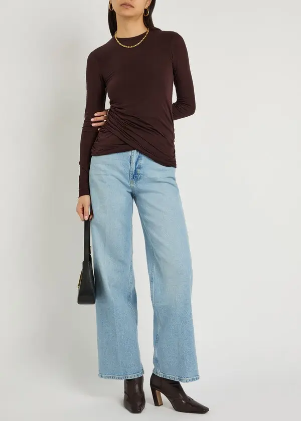 AGOLDE Eve Draped Jersey Top - Brown