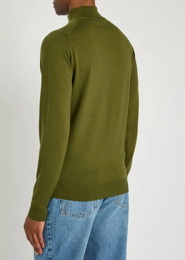 John Smedley Tapton Quarter-zip Merino Wool Jumper - Green