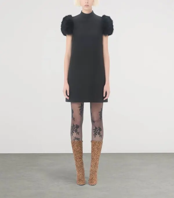 Valentino Garavani Crepe Feather-trim Mini Dress
