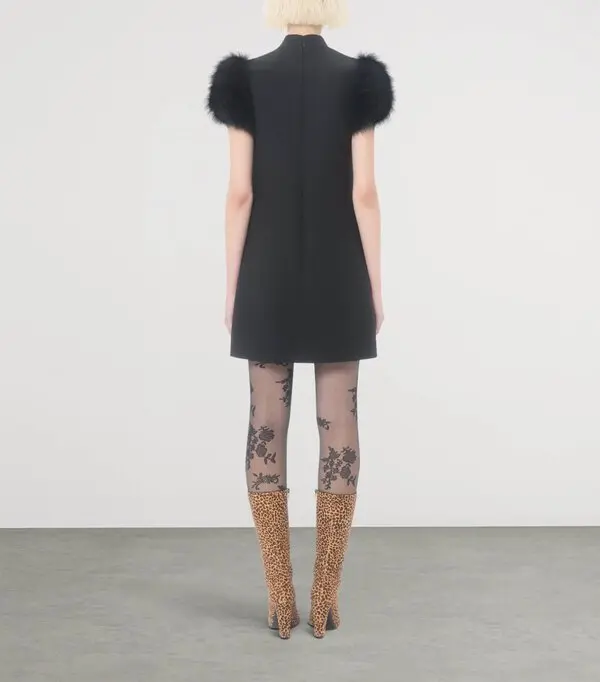 Valentino Garavani Crepe Feather-trim Mini Dress