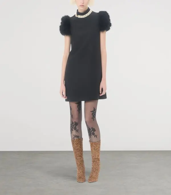 Valentino Garavani Crepe Feather-trim Mini Dress