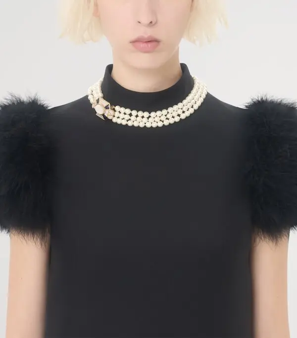 Valentino Garavani Crepe Feather-trim Mini Dress