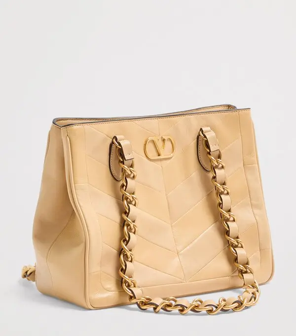 Valentino Garavani Small Laseine Tote Bag - Beige