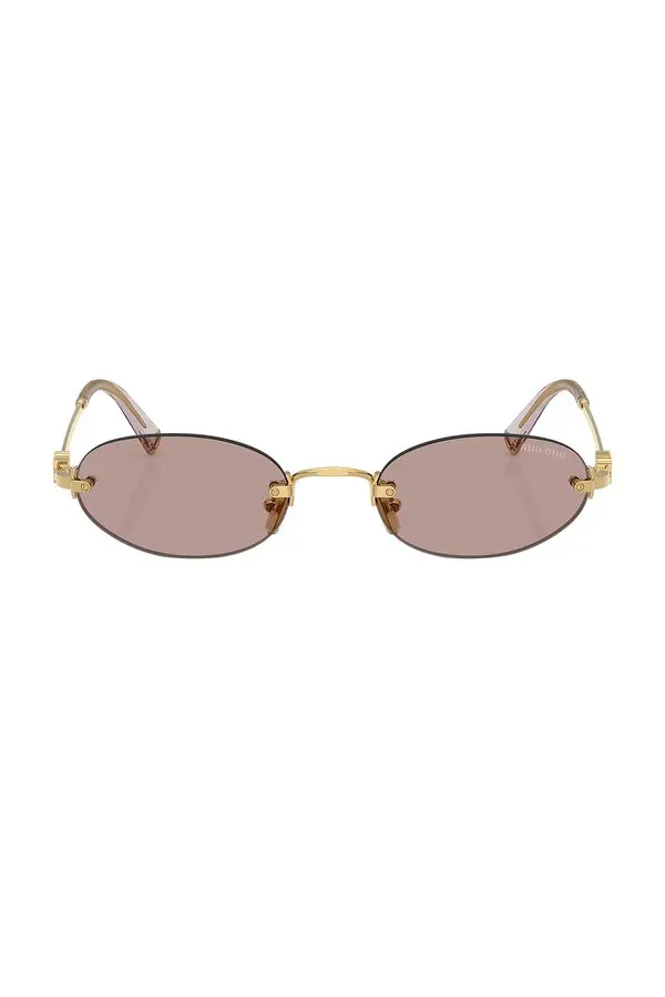 Miu Miu Oval Sunglasses - Gold