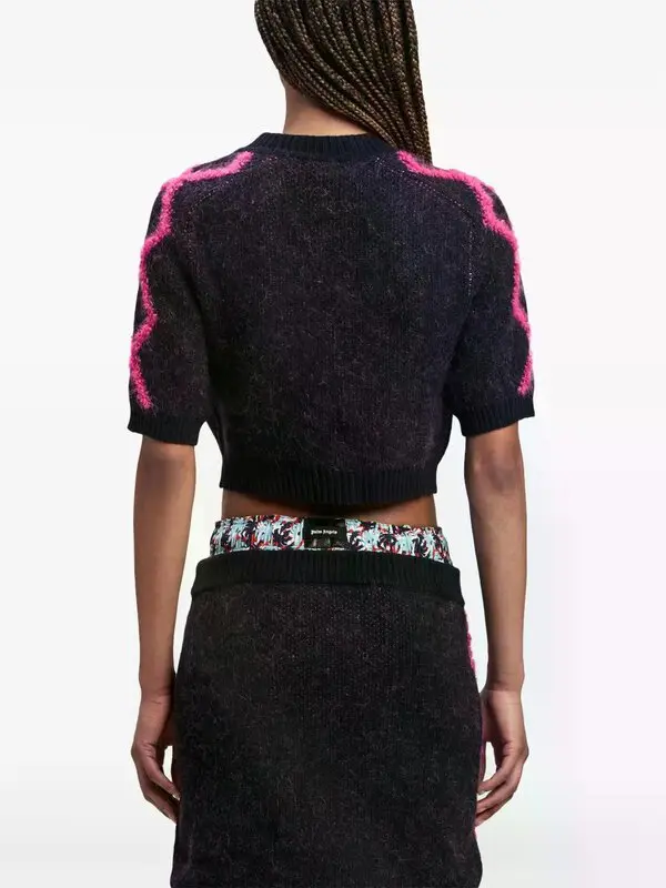 Palm Angels Monogram Argyle-pattern Crop Top