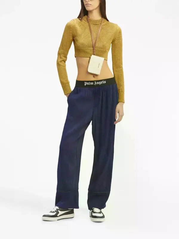 Palm Angels Cropped Laminated Jumper