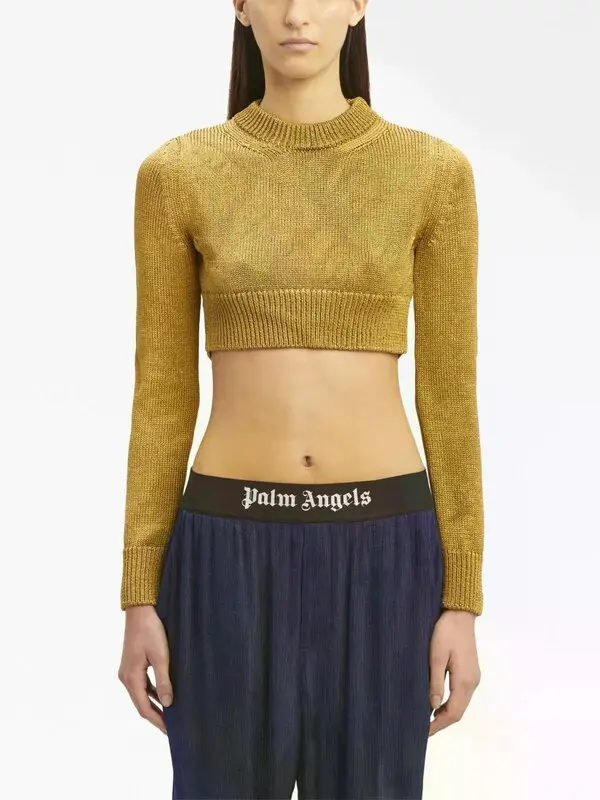 Palm Angels Cropped Laminated Jumper