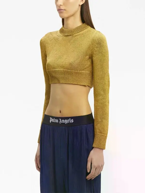 Palm Angels Cropped Laminated Jumper