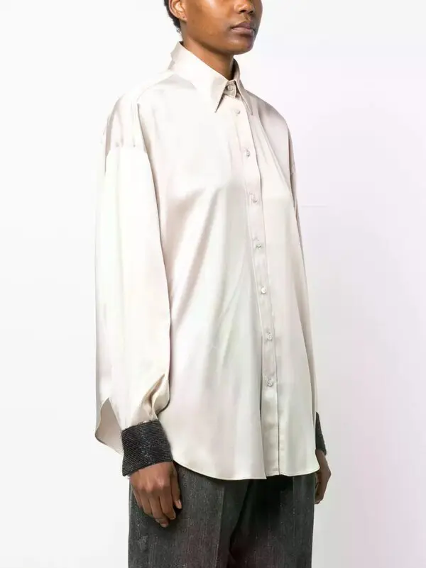 Brunello Cucinelli Long-sleeve Silk Blouse
